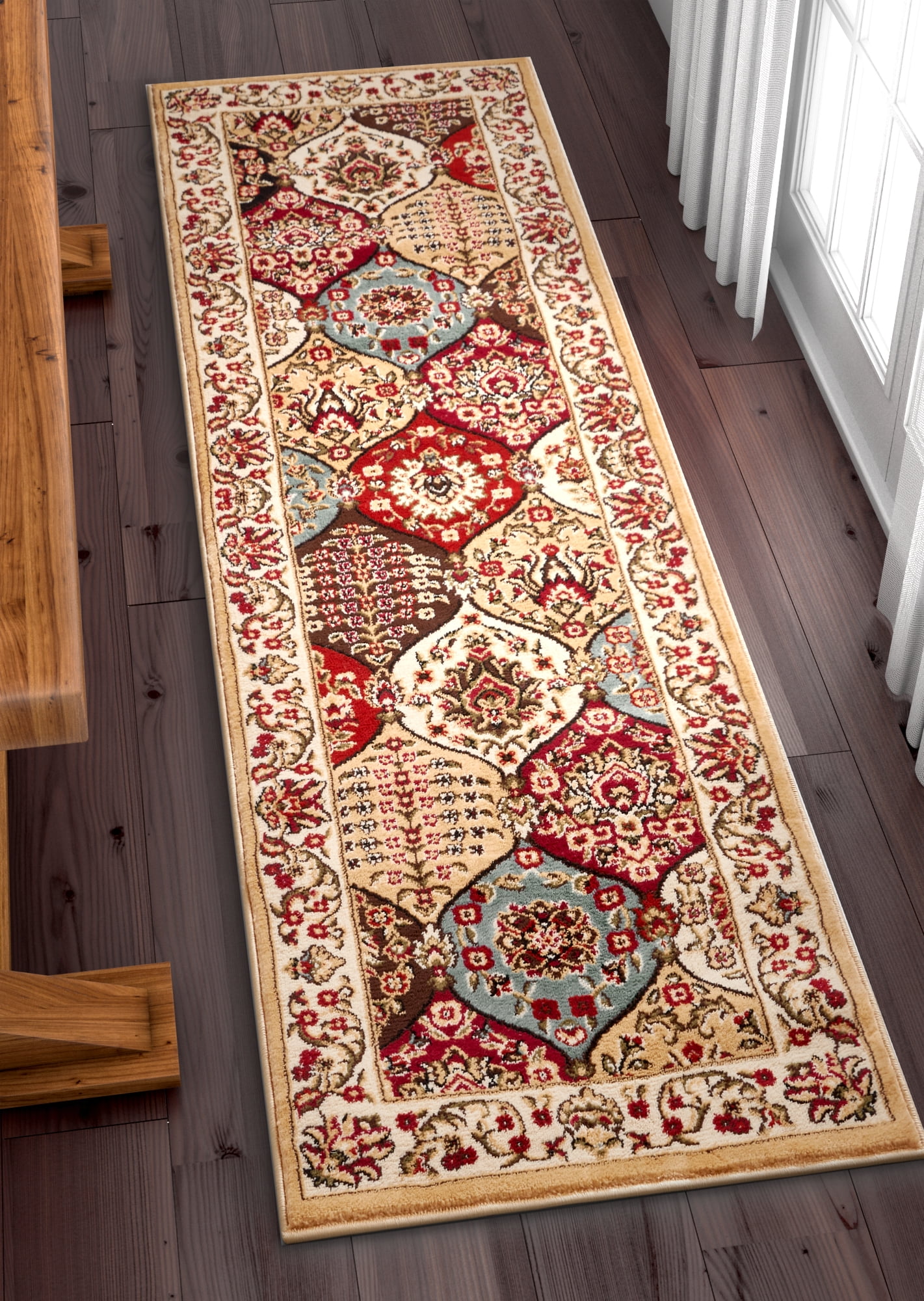 Dynasty Panel Oriental Floral Geometric Modern Casual Area Rug Easy to ...