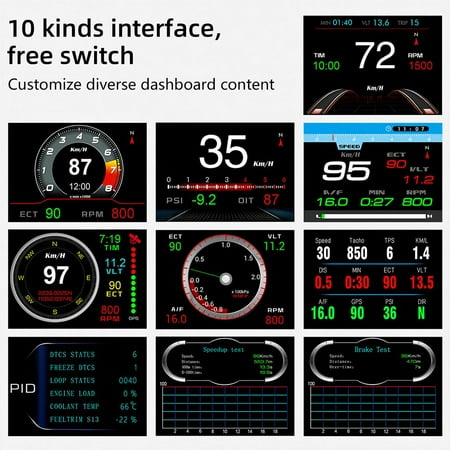 OBD Car Multifunctional Instrument Universal LCD Display Dual Mode Car ...