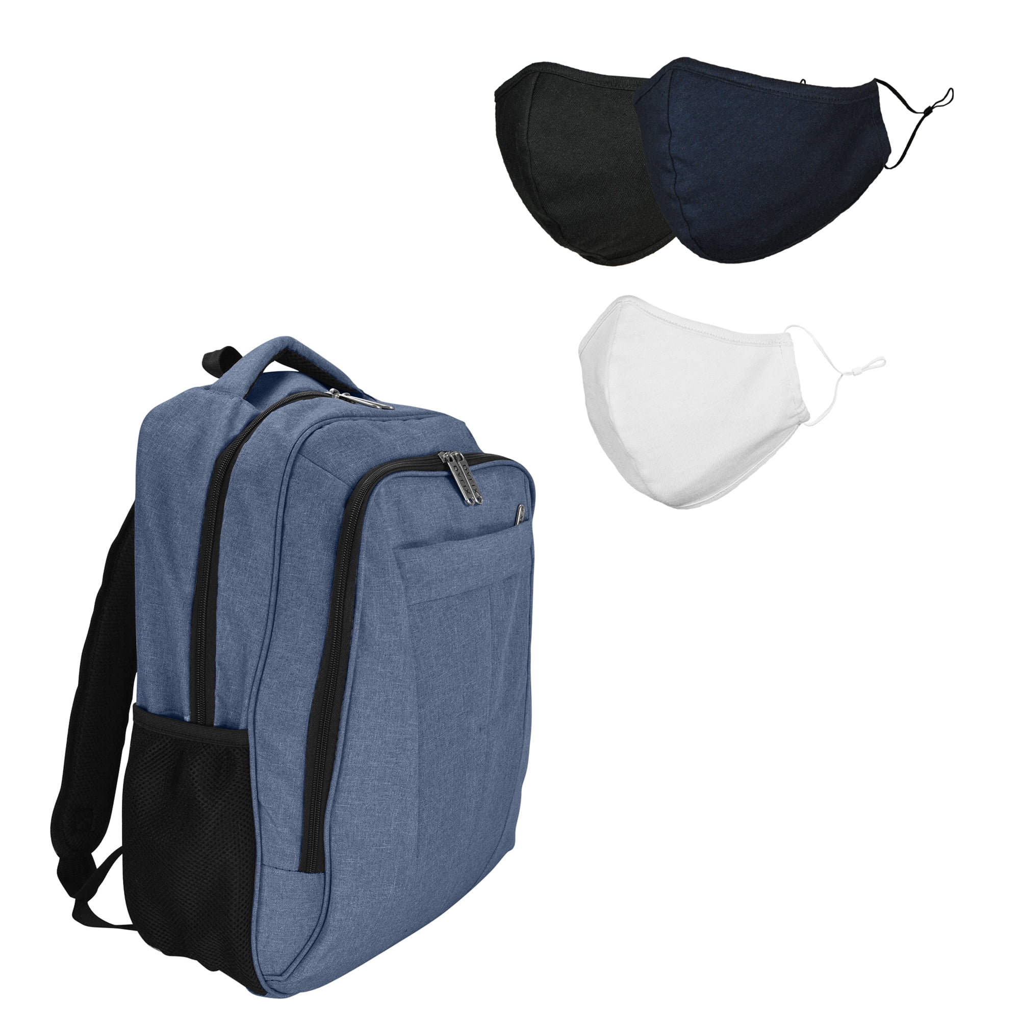 DALIX Back to School College Large Backpack in Navy Blue 3 Pack ...
