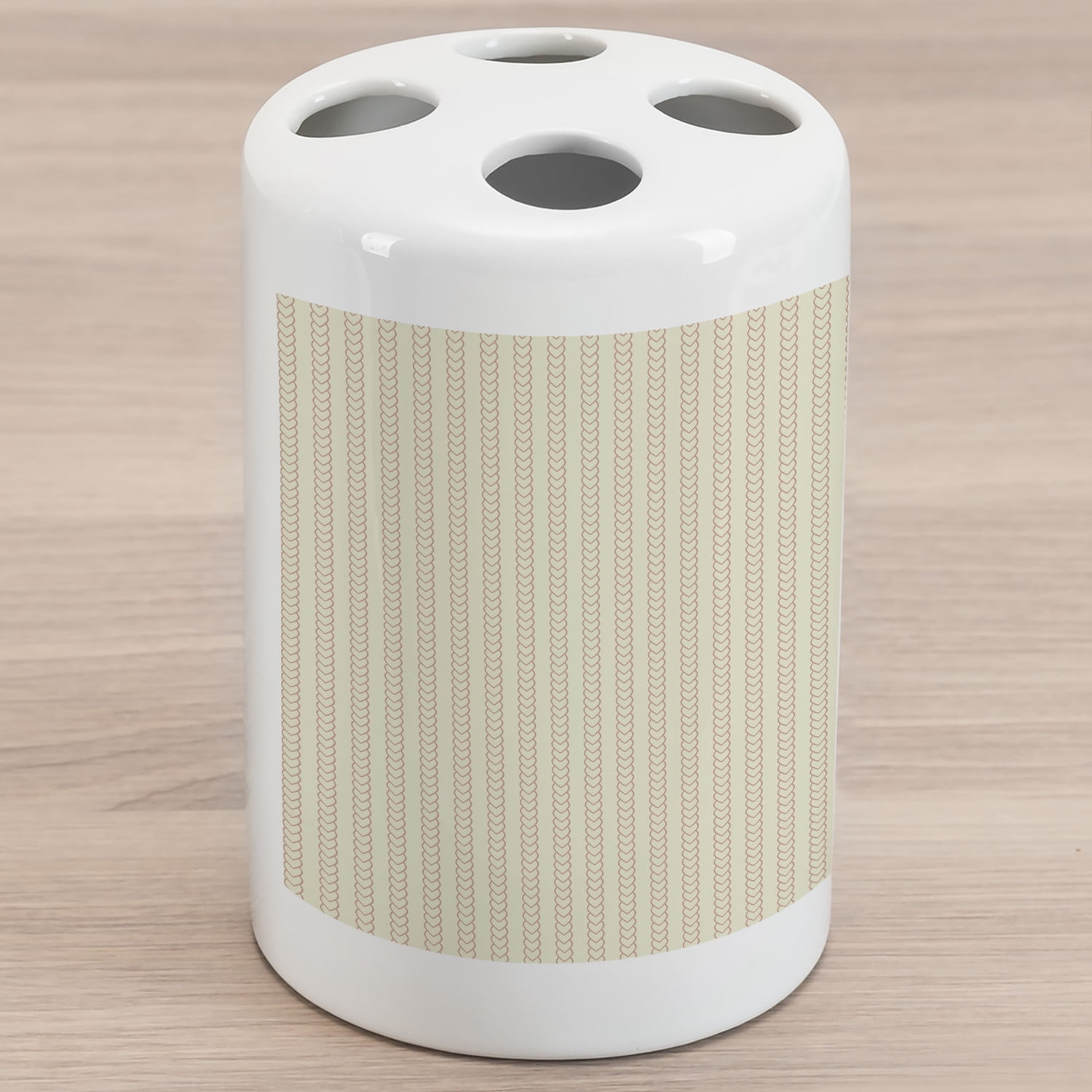 Retro Ceramic Toothbrush Holder, Monochrome Geometric Vertical Curvy ...