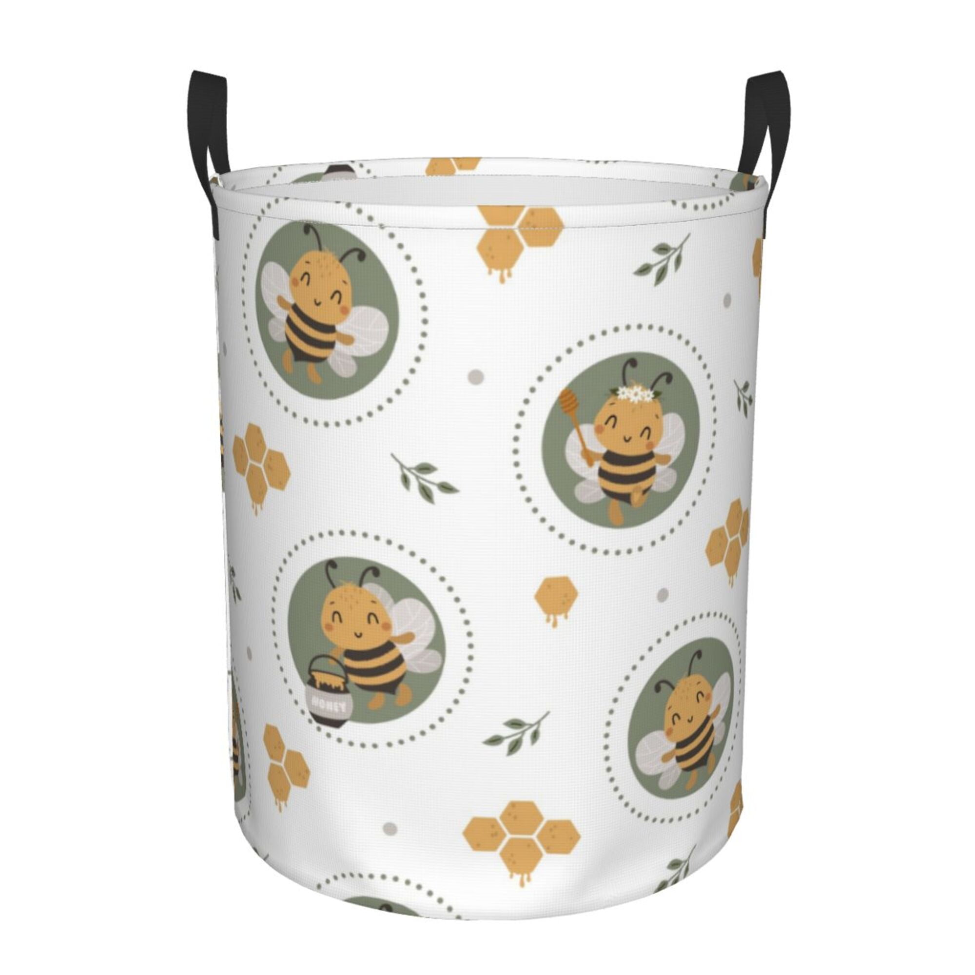 LNWH Laundry Basket, Vintage Cute Bee Honey Pattern Foldable Laundry ...