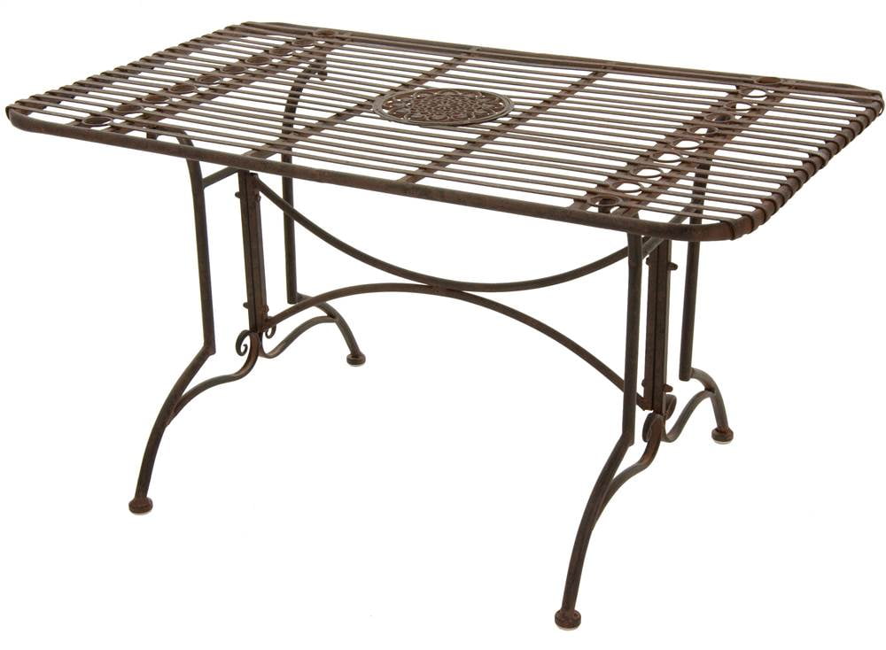 Oriental Furniture Rustic Wrought Iron Rectangular Patio Dining Table ...