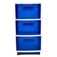 Homz Blue Plastic 3 Drawer Medium Home Storage Container Tower w/Wheels ...