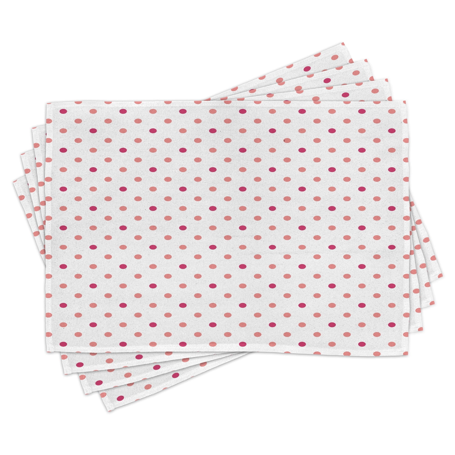 Ambesonne Coral Place Mats Set of 4, Classical Soft Polka Dots ...