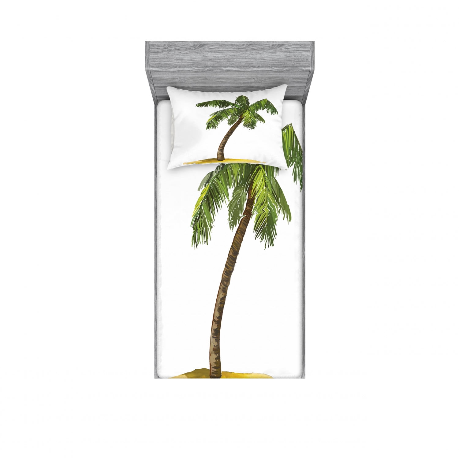 Palm Tree Bedding Set with Sheet & Covers, Cartoon Palm Tree Image ...