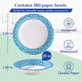 20 Oz Paper Bowls 180 Count Disposable Bowls, Printed Soak Proof Large ...
