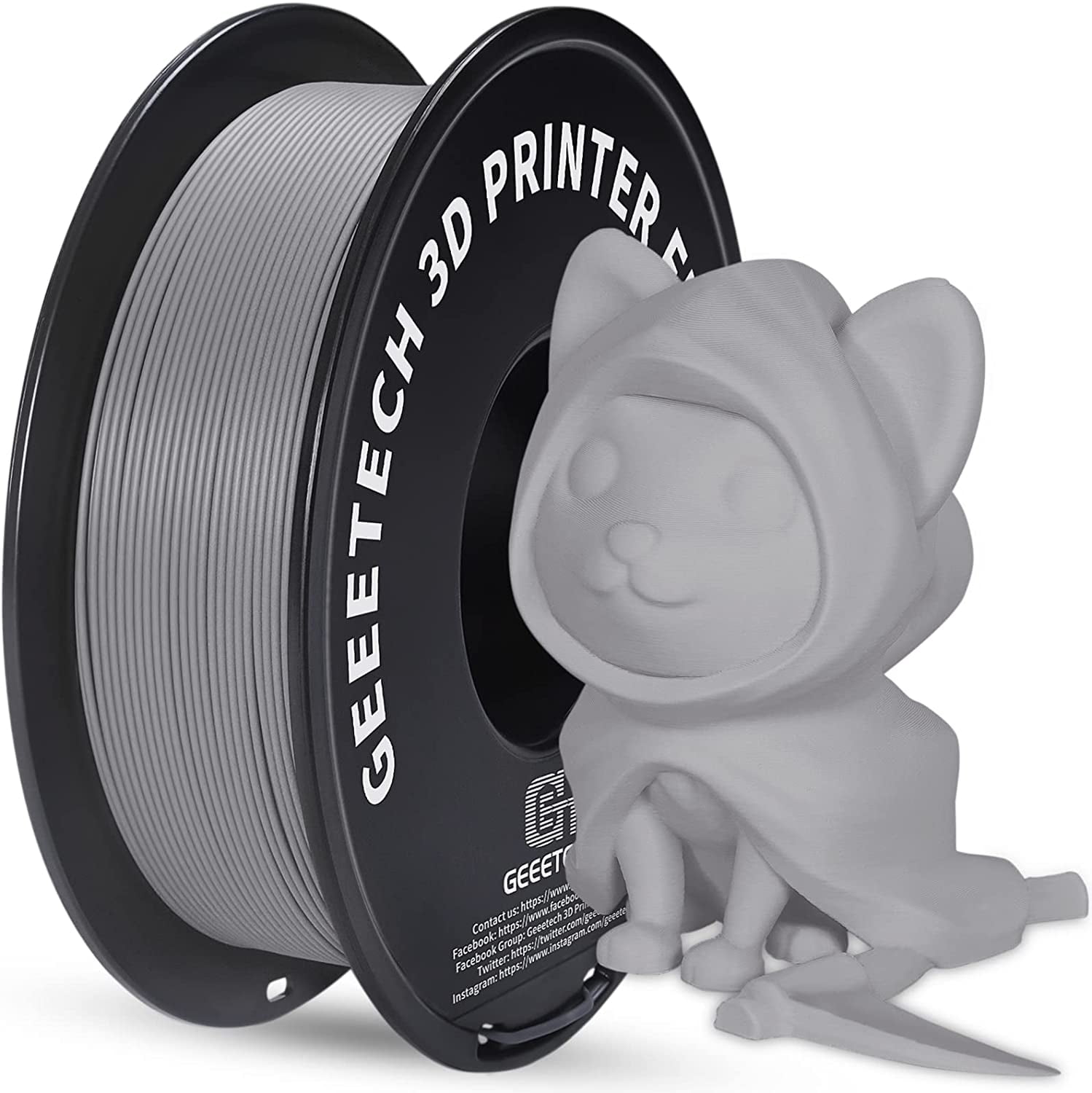 GEEETECH Matte grey PLA Filament,1kg Spool (2.2lbs), Dimensional ...
