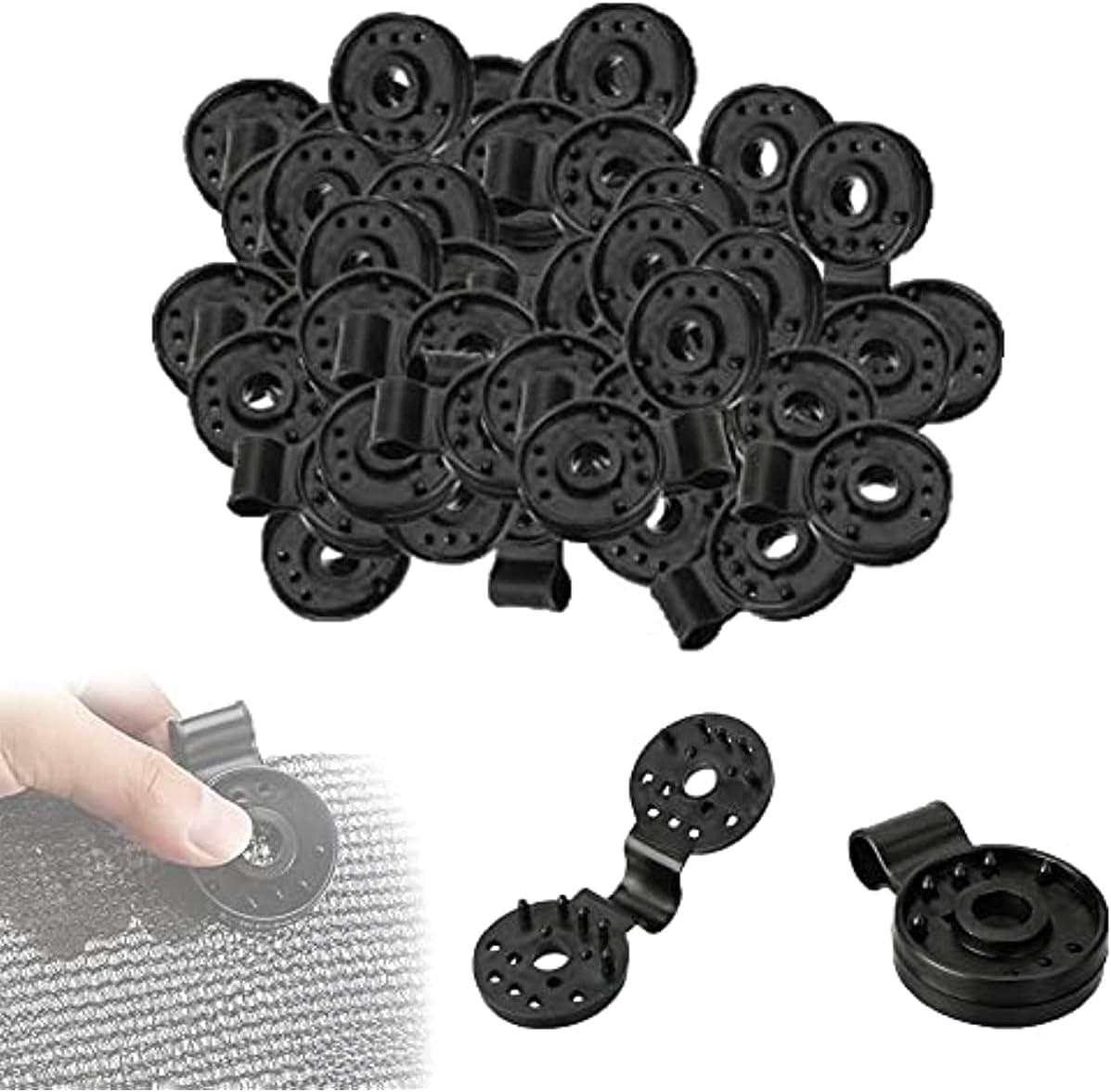 Shade Cloth Heavy Duty Lock Grip, Reusable Shade Round Plastic Black ...