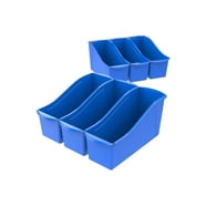 Storex Large Plastic Book Bin, Kids' Paper Storage, Blue, 6-Pack ...