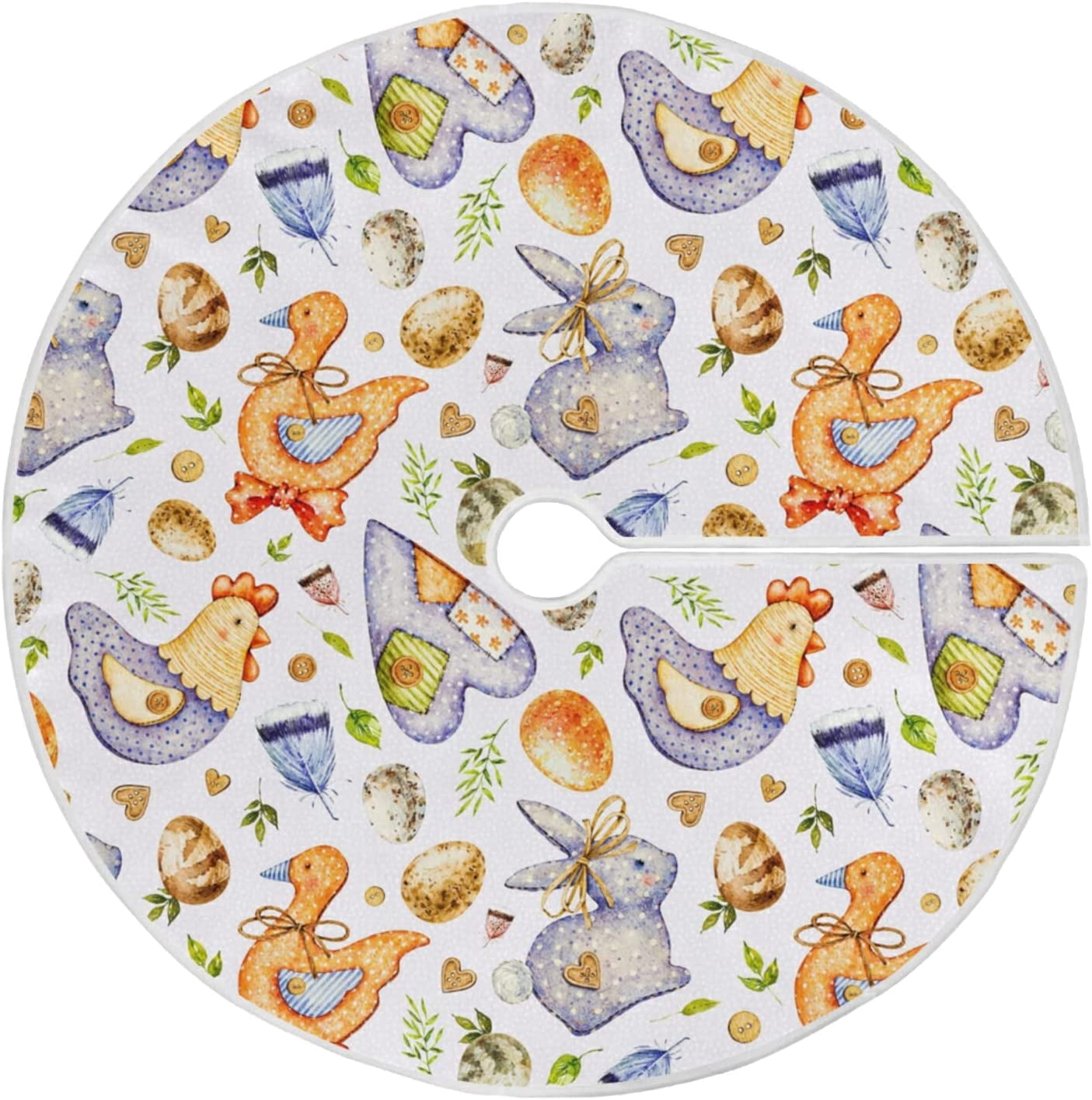 FMSHPON Easter Chicken Goose Rabbit Pattern Xmas Christmas Tree Skirt ...