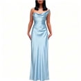 Umfun Luxurious Satin Cowl Neck Maxi Dress for Women - Ruched Waist ...