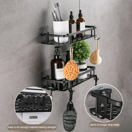 Corner Shower Caddy, 2 Bathroom Shower Rack with Adhesives Square ...