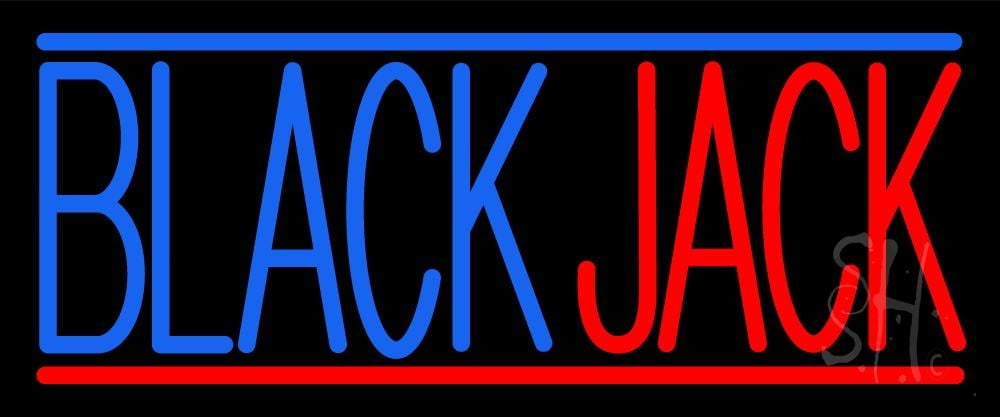 Blackjack Poker LED Neon Sign 10 x 24 - inches, Black Square Cut ...