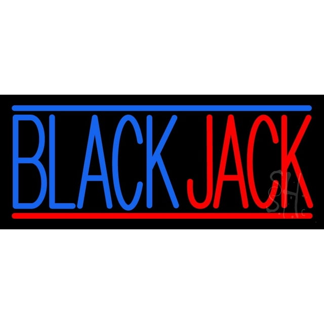 Blackjack Poker LED Neon Sign 10 x 24 - inches, Black Square Cut ...