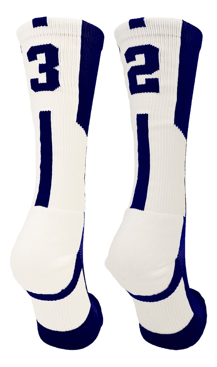 Player Id Navy/White Number Crew Socks (#32, Large) - #32,Large ...