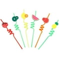 24 Pcs Reusable Tropical Plastic Drinking Straws with Fruit Charms for ...