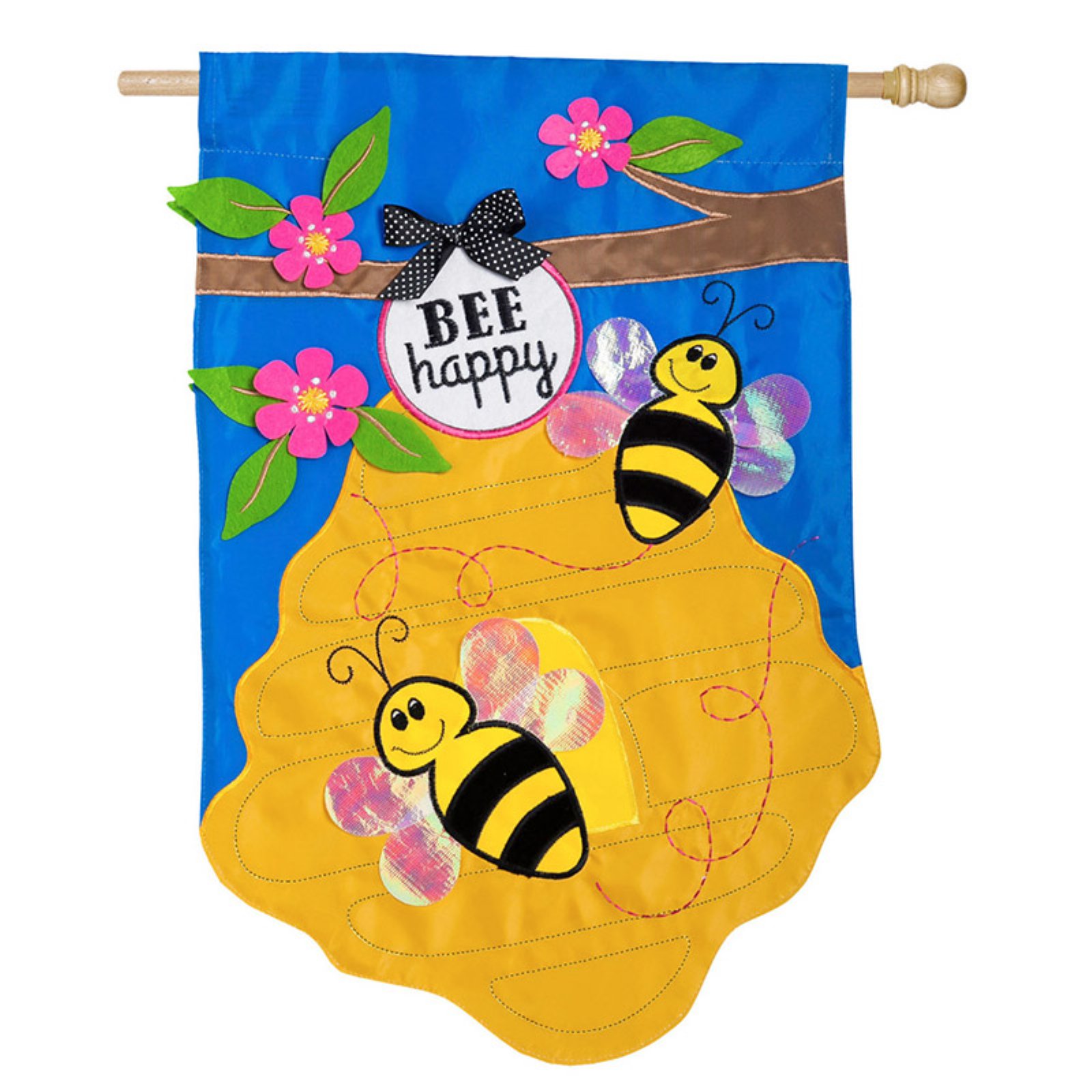 Evergreen Flag Bee Happy Garden Flag - Walmart.com