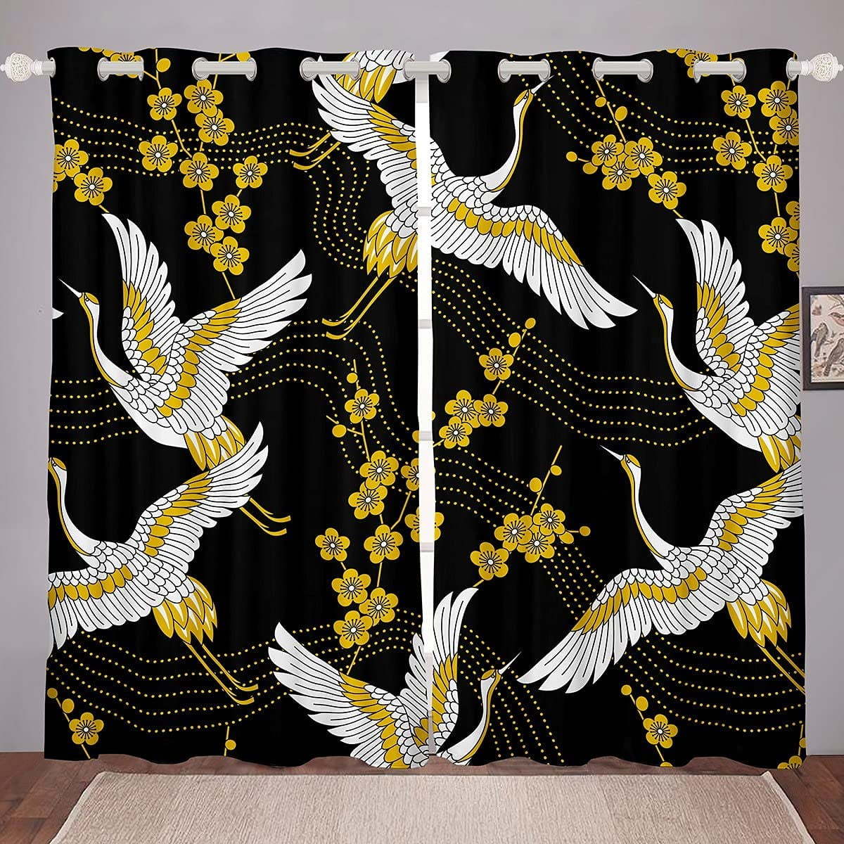 Chinese Window Curtains for Bedroom Living Room Japanese Ukiyoe Decor ...