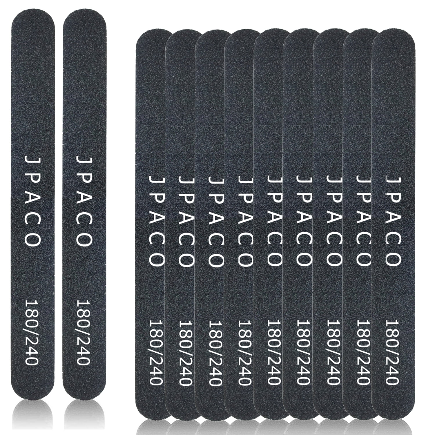 Professional Nail Files 180/240 Grit (Black) Emory Board, 12 Pieces ...