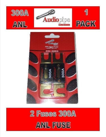 300 Amp ANL Fuses Gold Plated AudioPipe Blister Pack 2 Fuses Car Audio ...