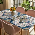 Boho Tribal Fitted Rectangle Tablecloth 24" x 50" Retro Style Flowers ...