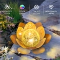 Waitmin Solar Powered LED Garden Light Crackle Glass Pink Lotus Flower ...