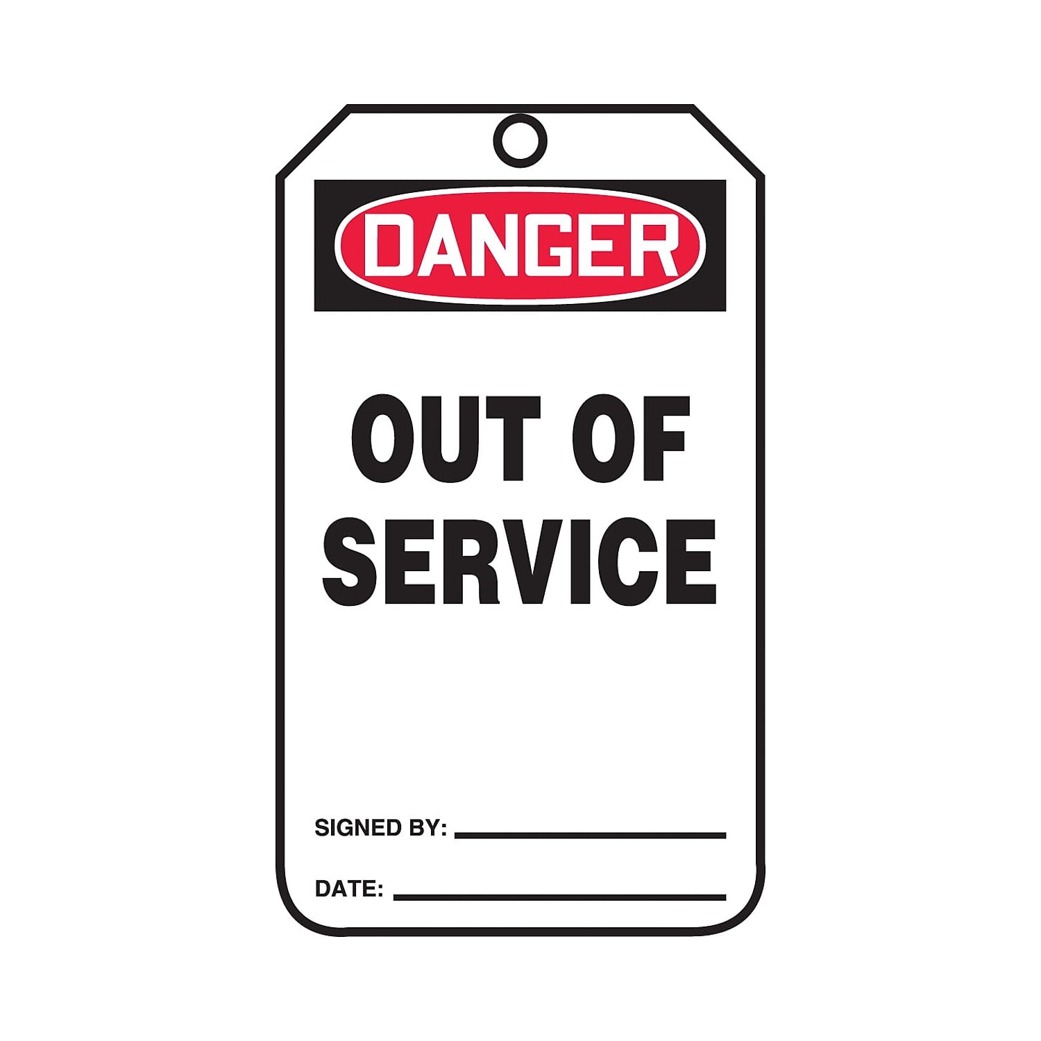 Accuform Signs 5 3/4" x 3 1/4" PF-Cardstock Safety Tag "DANGER OUT OF ...