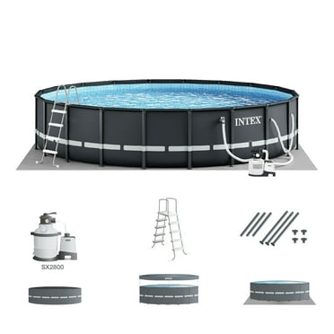 INTEX Ultra XTR Rectangular Outdoor Metal Frame Pool Set with Sand ...
