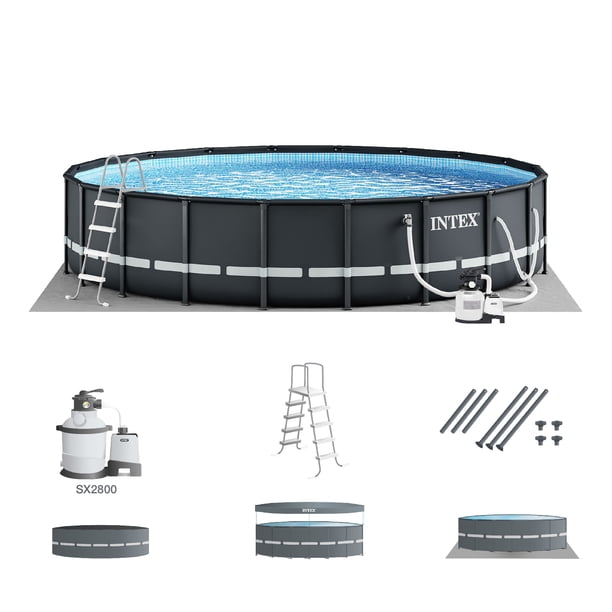 Intex Ultra Frame 26' x 52" Round Above Ground Outdoor Swimming Pool ...