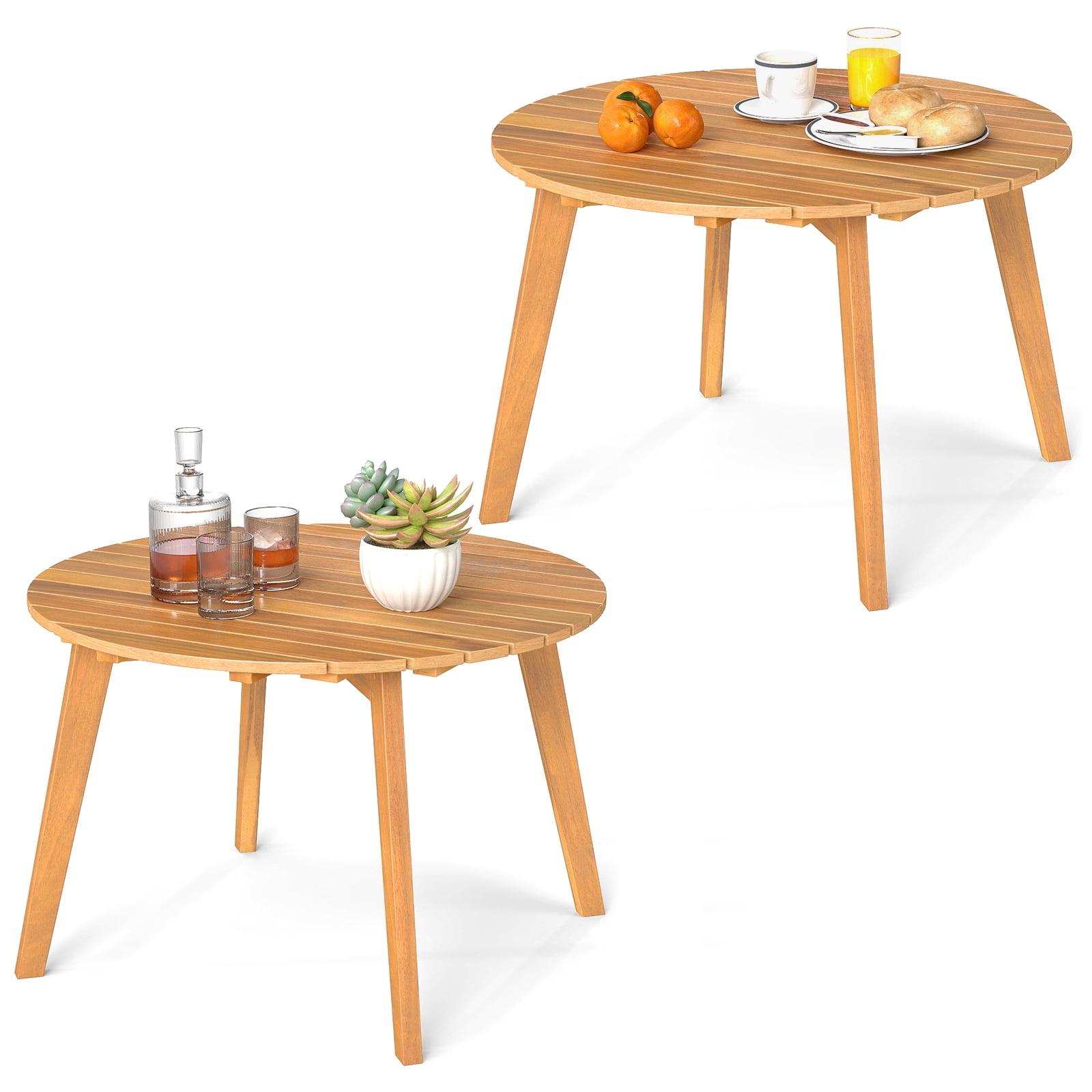 Click here for Gymax 2pcs Outdoor Acacia Wood Side Table Patio 24... prices