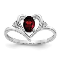 Auriga Fine Jewelry 14K White Gold Garnet and Diamond Heart Ring Size 7 ...