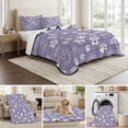 Twin Quilt Bedding Set Purple White Dog Paw Abstract Breathable Summer ...