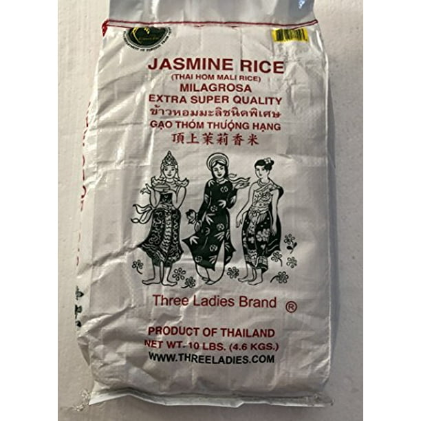 Three Ladies Jasmine Rice Extra Super Quality - 10 lbs - Walmart.com