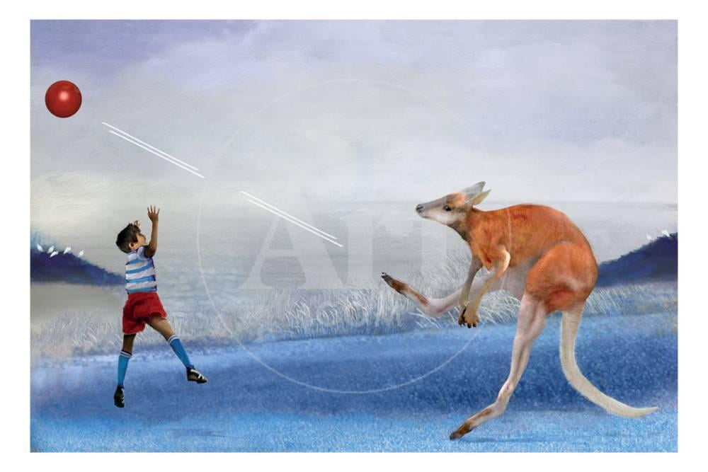 Kangaroo Kickball, Animals Unframed Art Print Wall Art by Nancy Tillman ...