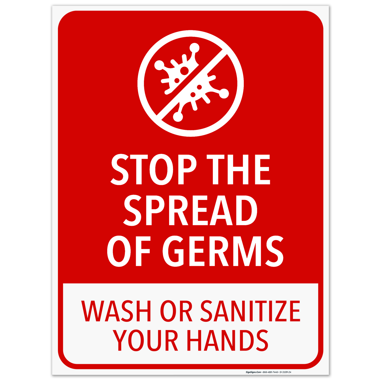 Hand Washing Sign, Stop The Spread of Germs, 18x24 Corrugated Plastic ...