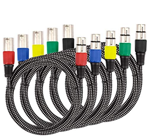 XLR Cable 30 FT/5 Pack, Microphone Cable 3 Pin Nylong Braided Balanced ...