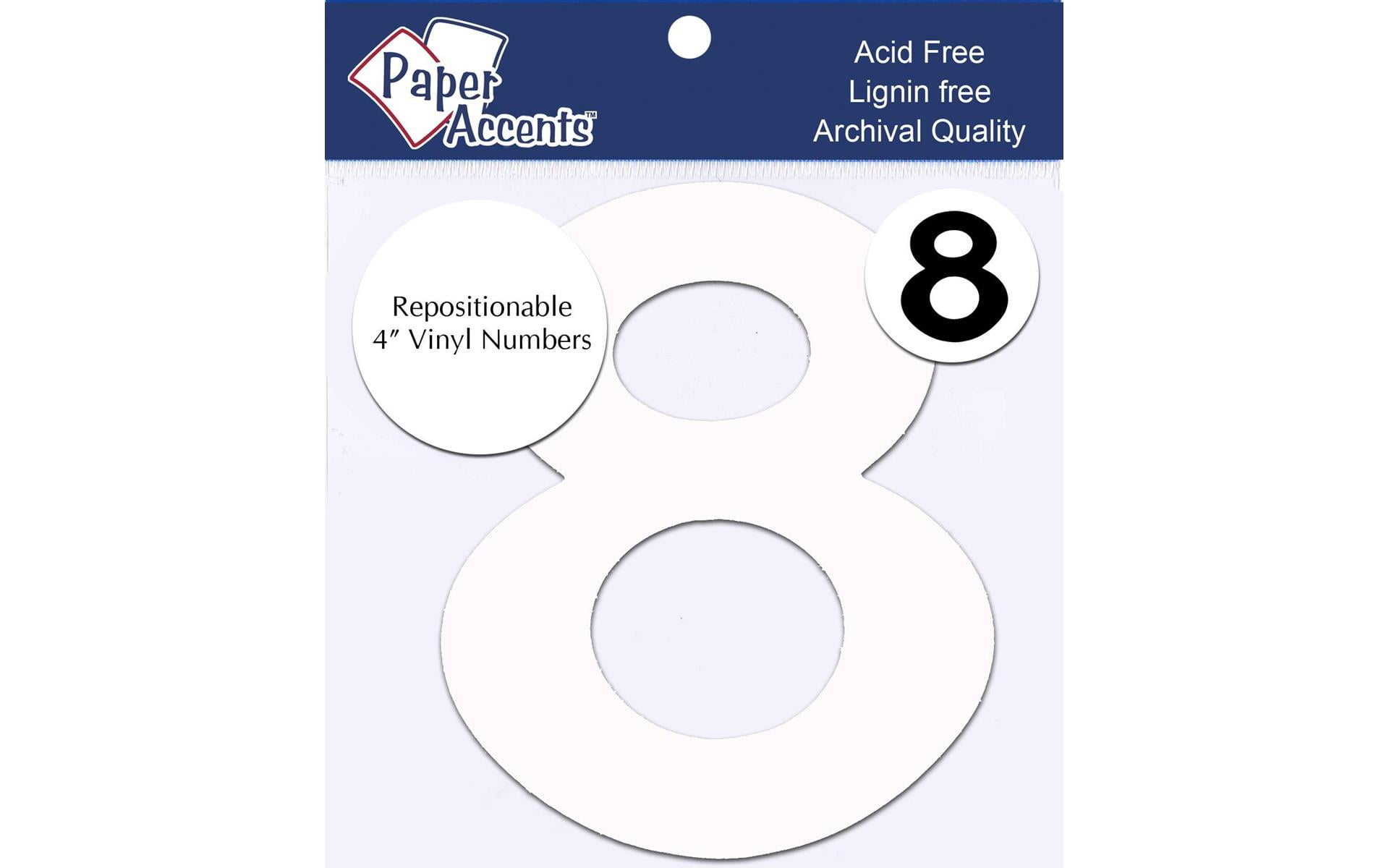 Vinyl Numbers Removable Adh 4" 8 2pc White - Walmart.com