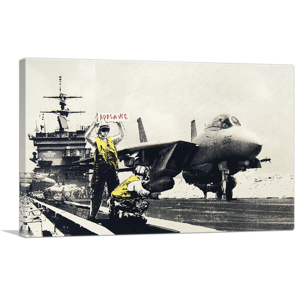 ARTCANVAS Applause Jet Aircraft Carrier Canvas Art Print by Banksy ...