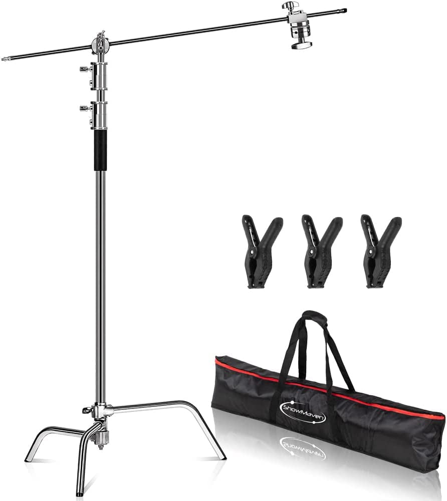 ShowMaven 10ft Light Stand C-Stand on Turtle Base with Boom Arm and ...