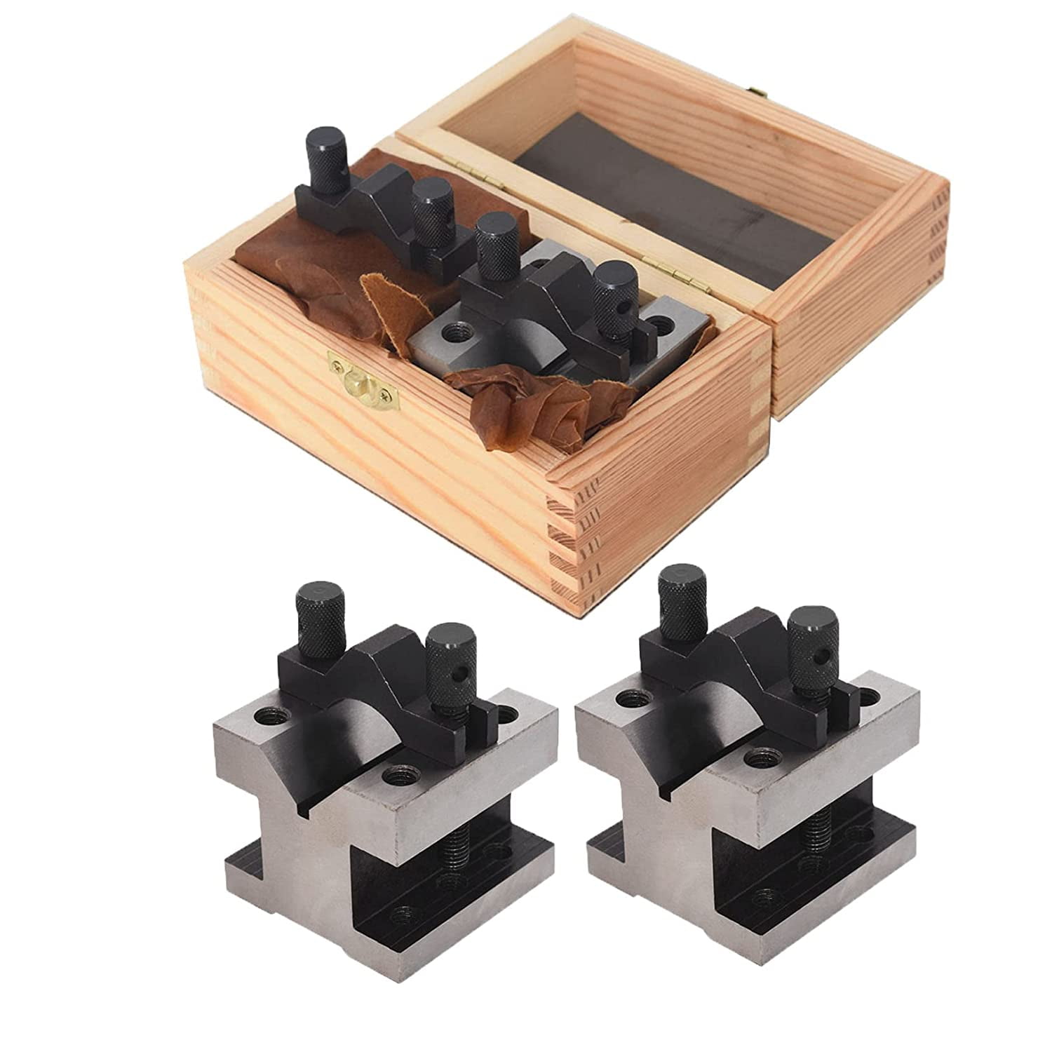 munirater 2-3/8 x 2-3/8 x 2 Inch V-Block and Clamp Multi-Use Hardened ...