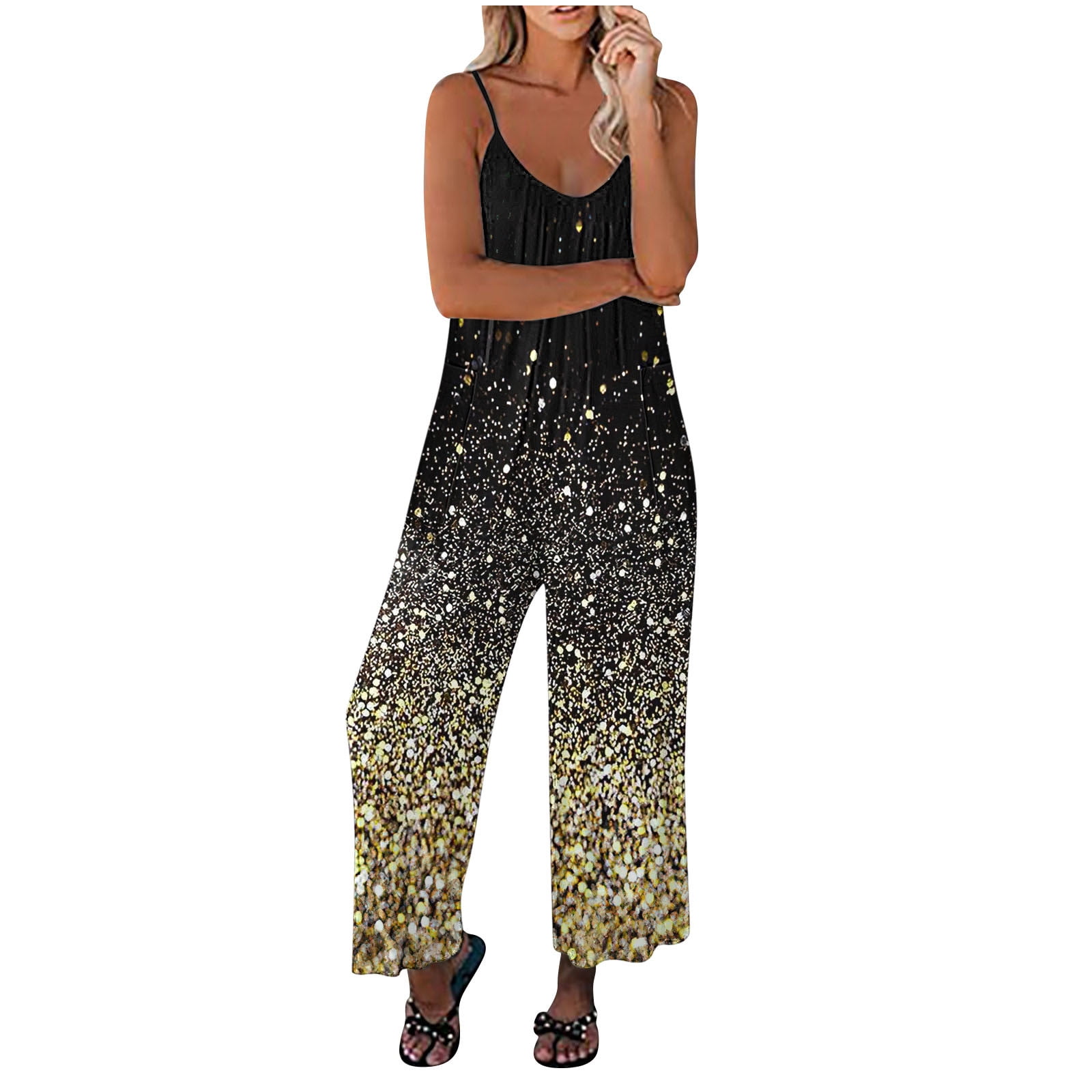 Click here for Faiwad Womens Casual Jumpsuit Loose Sleeveless Wid... prices