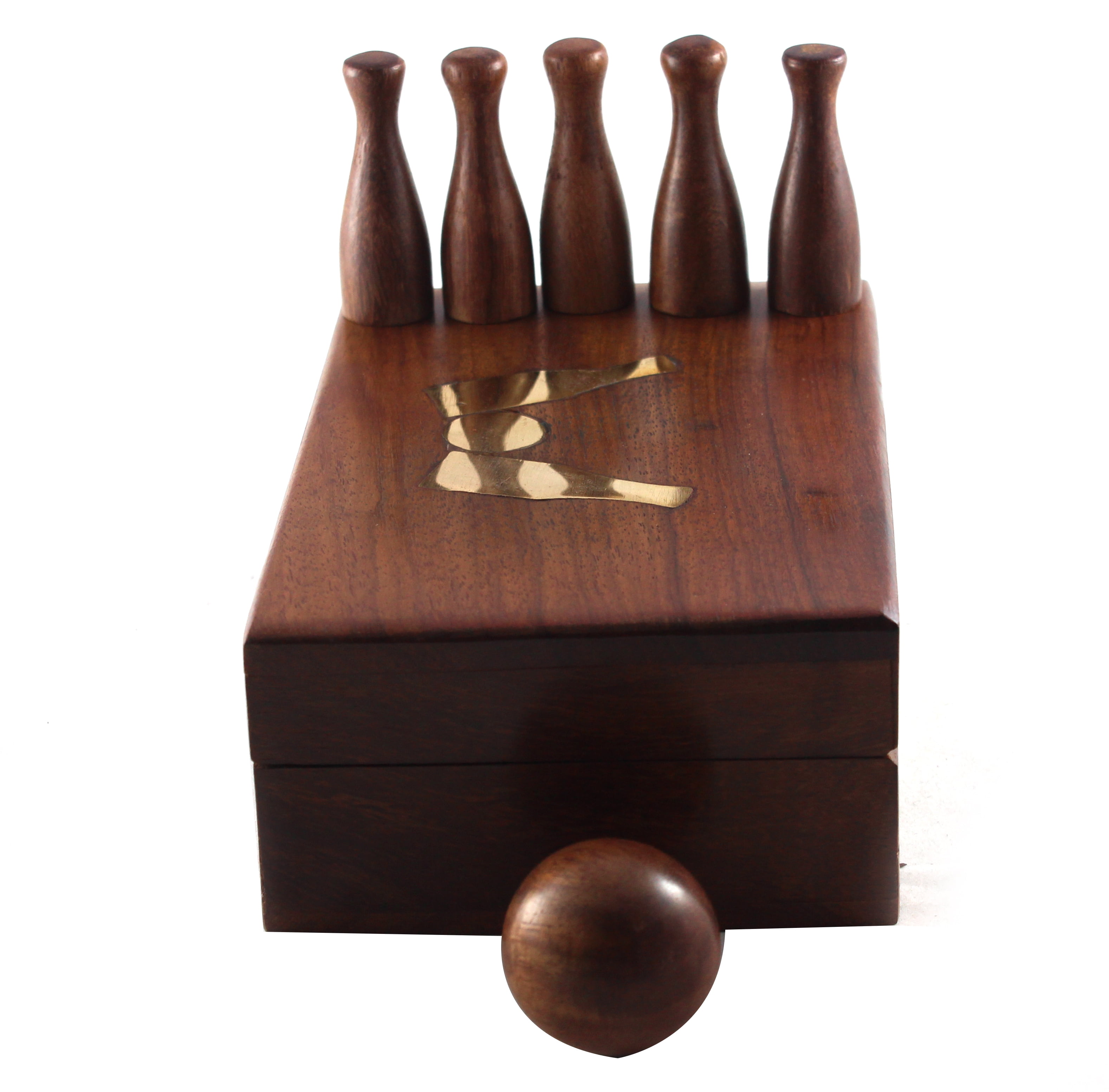 CollectiblesBuy Wooden 12 Pieces Bowling Set with Storage Box Indoor ...