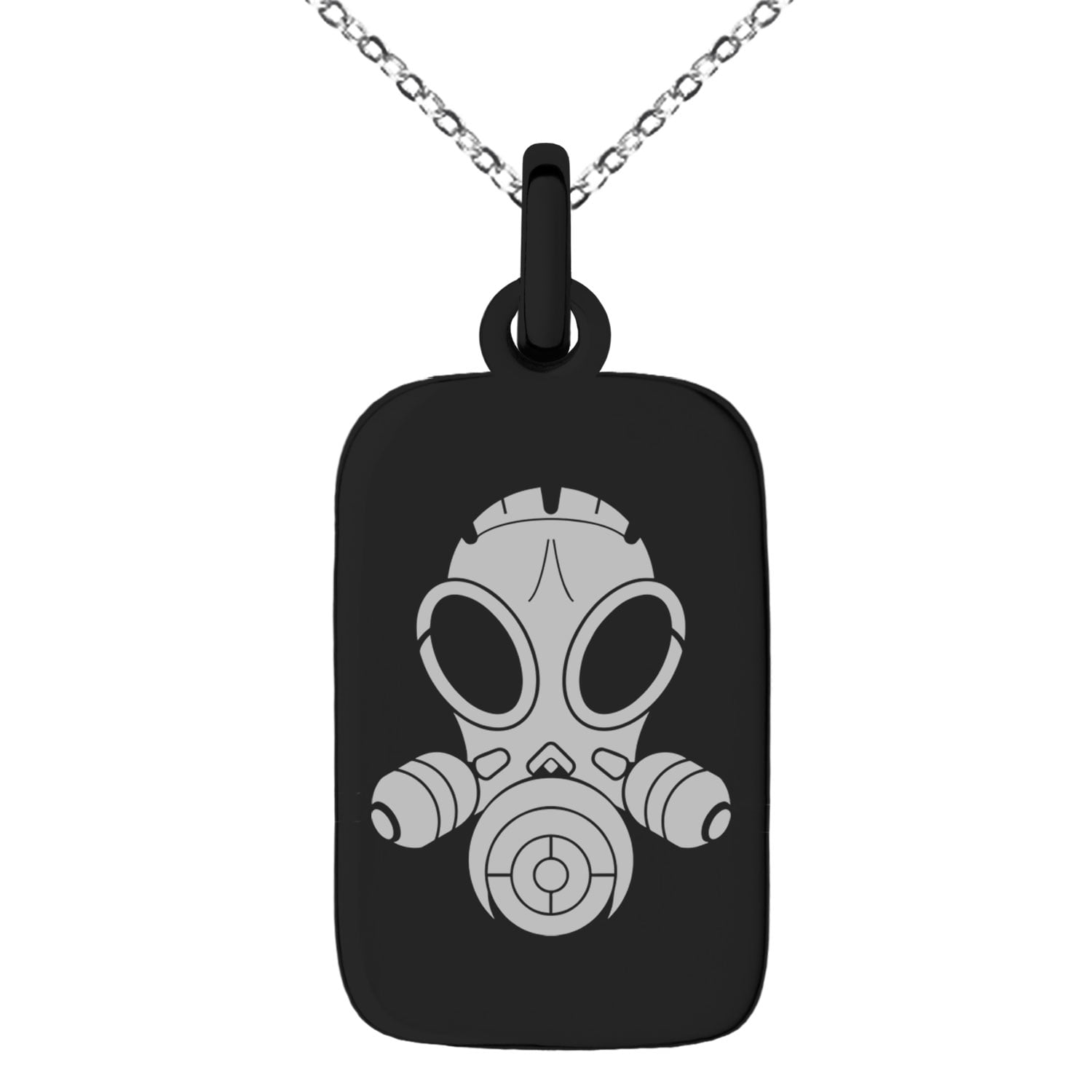 Stainless Steel Biohazard Gas Mask Engraved Small Rectangle Dog Tag ...