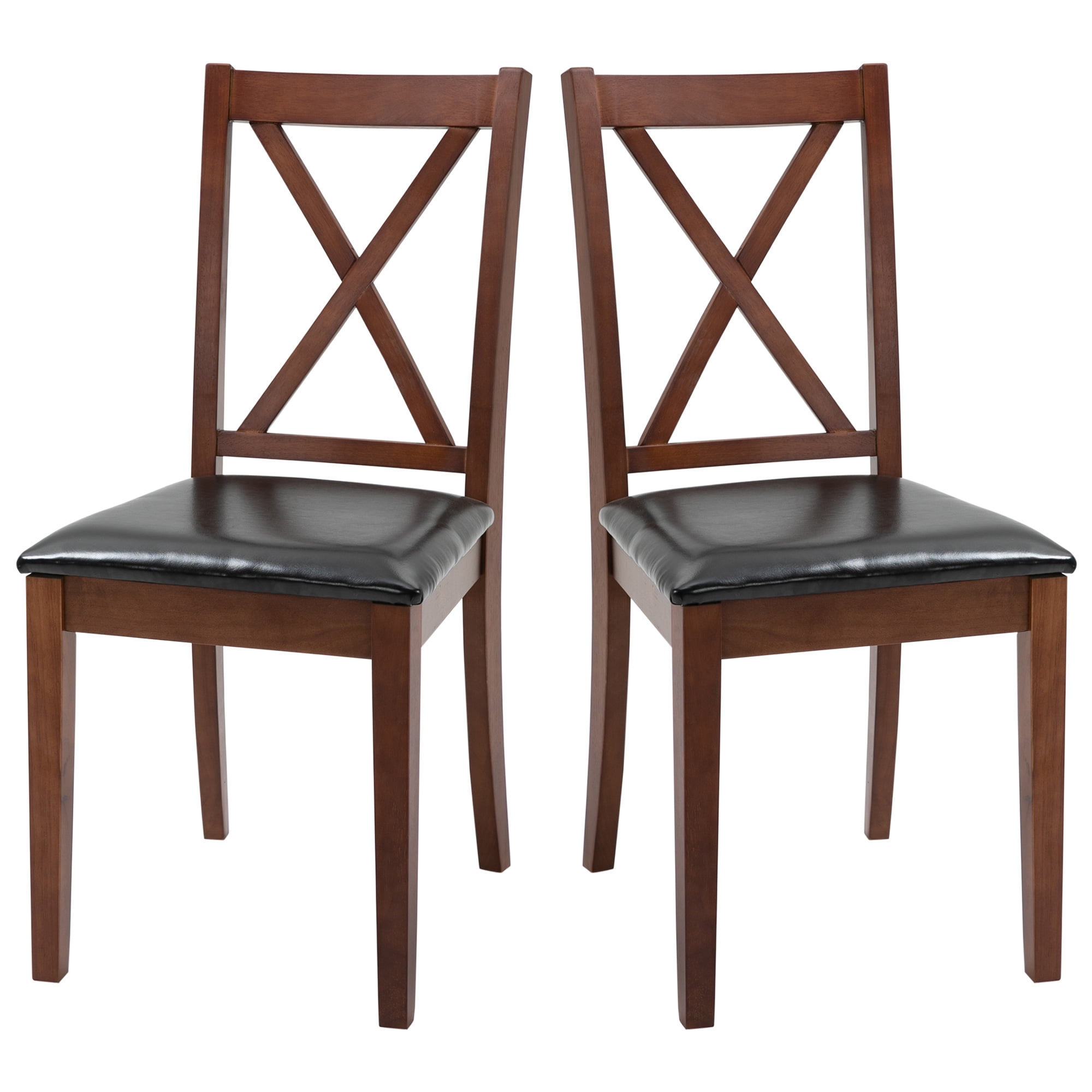 HOMCOM High Back Dining Chairs Set of 2 with PU Leather Upholstry and ...
