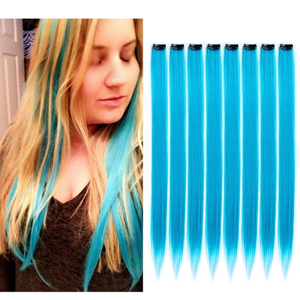 Color hair extension single card ear dyeing wig straight highlight ...