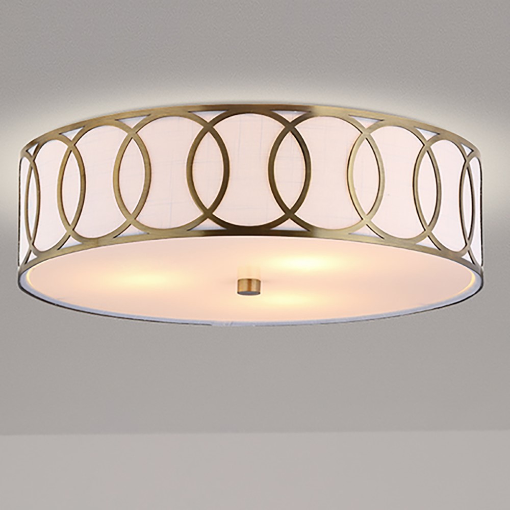 Aubrey 3-Light 15.5" Metal LED Flush Mount, Brass - Walmart.com