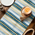 Blue Yellow Striped Table Runner Linen Burlap Table Runner 36 Inches ...