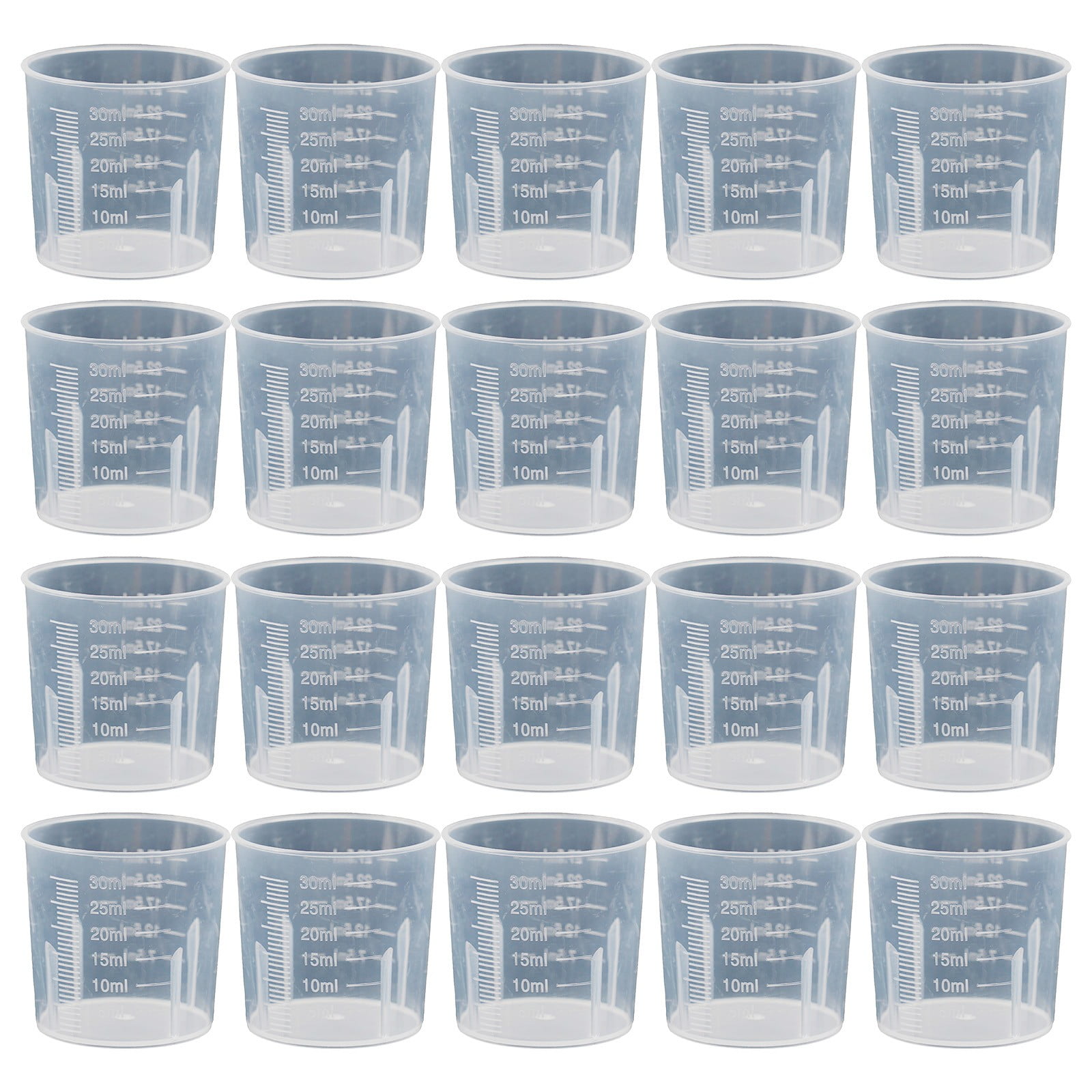 KDJ Plastic Measuring Cups Set of 20 - Transparent Dual Scale ...