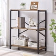Small Bookshelf, 3 Tier Open Book Shelf, Rustic Wood and Metal Shelving ...