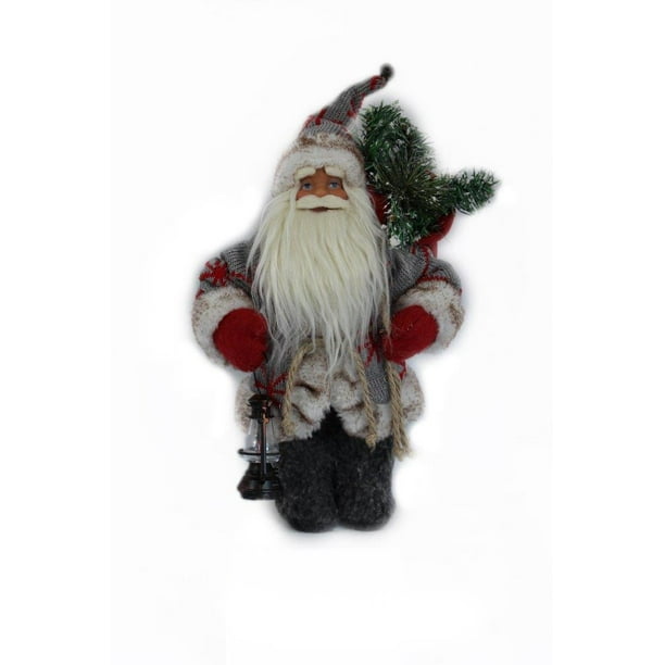 Lightahead® 12 inch Santa Claus Standing Red/Grey Christmas Figurine ...